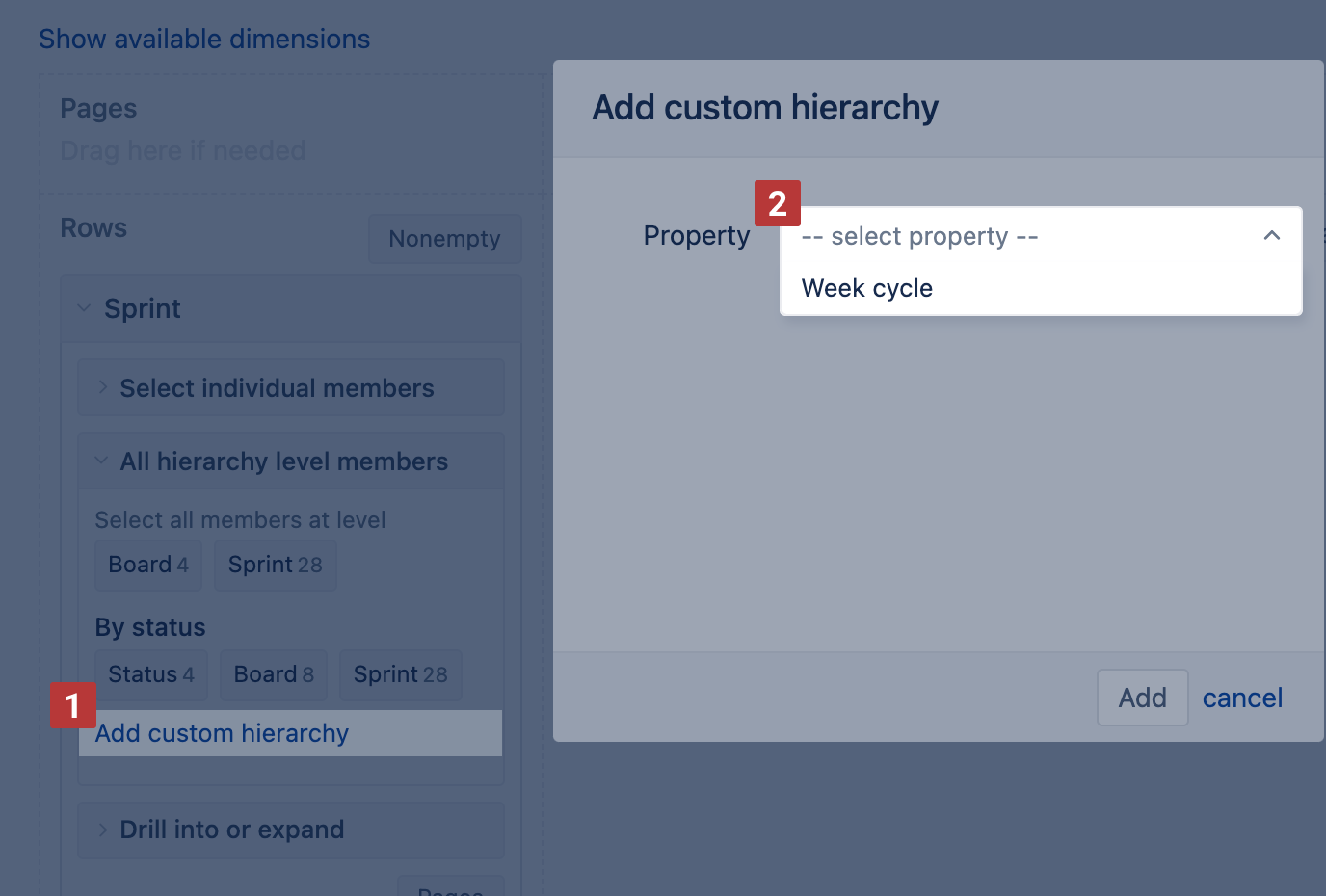 Sprint reports for sprint week cycles (Sprint custom hierarchies)