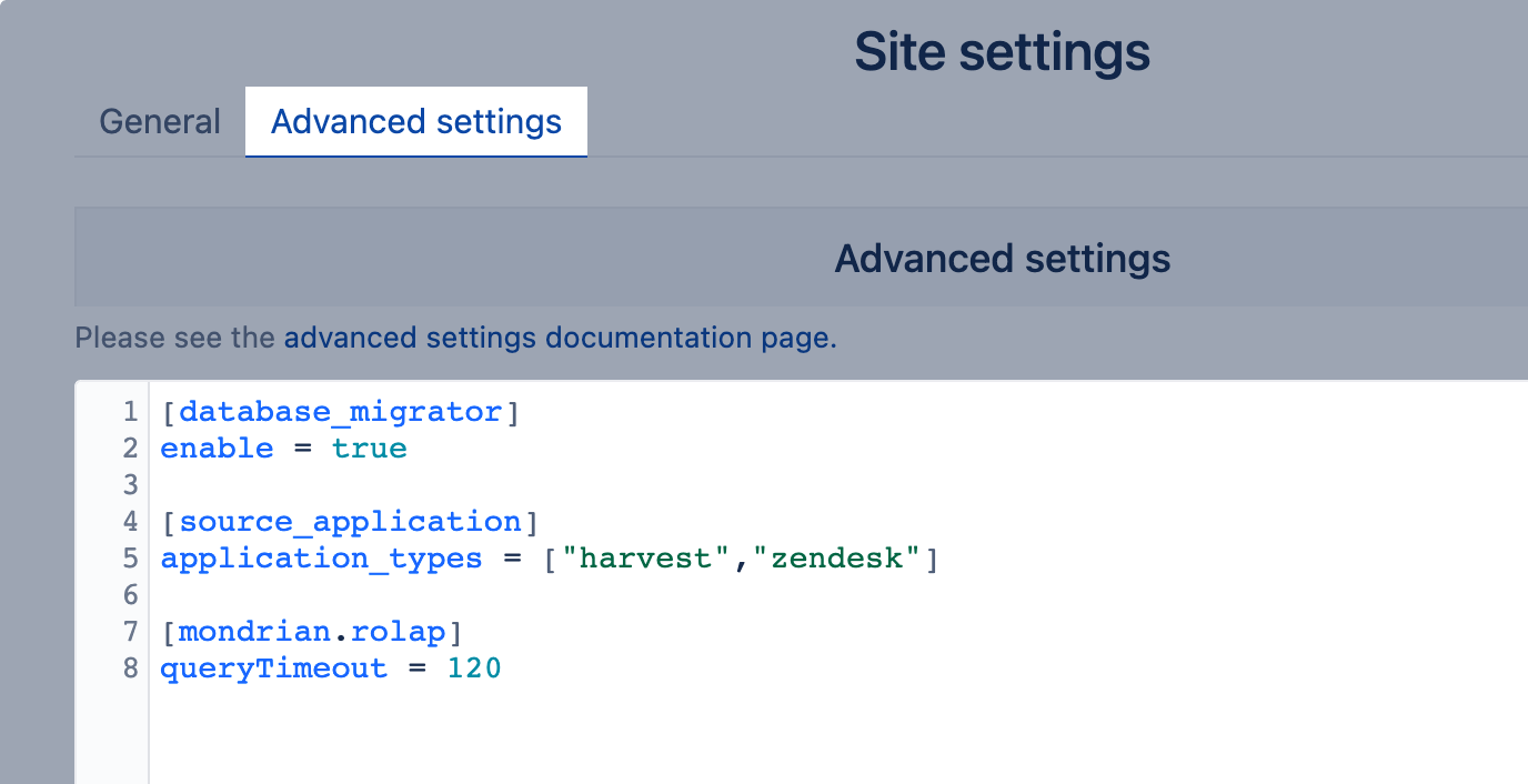 Site settings for Cloud