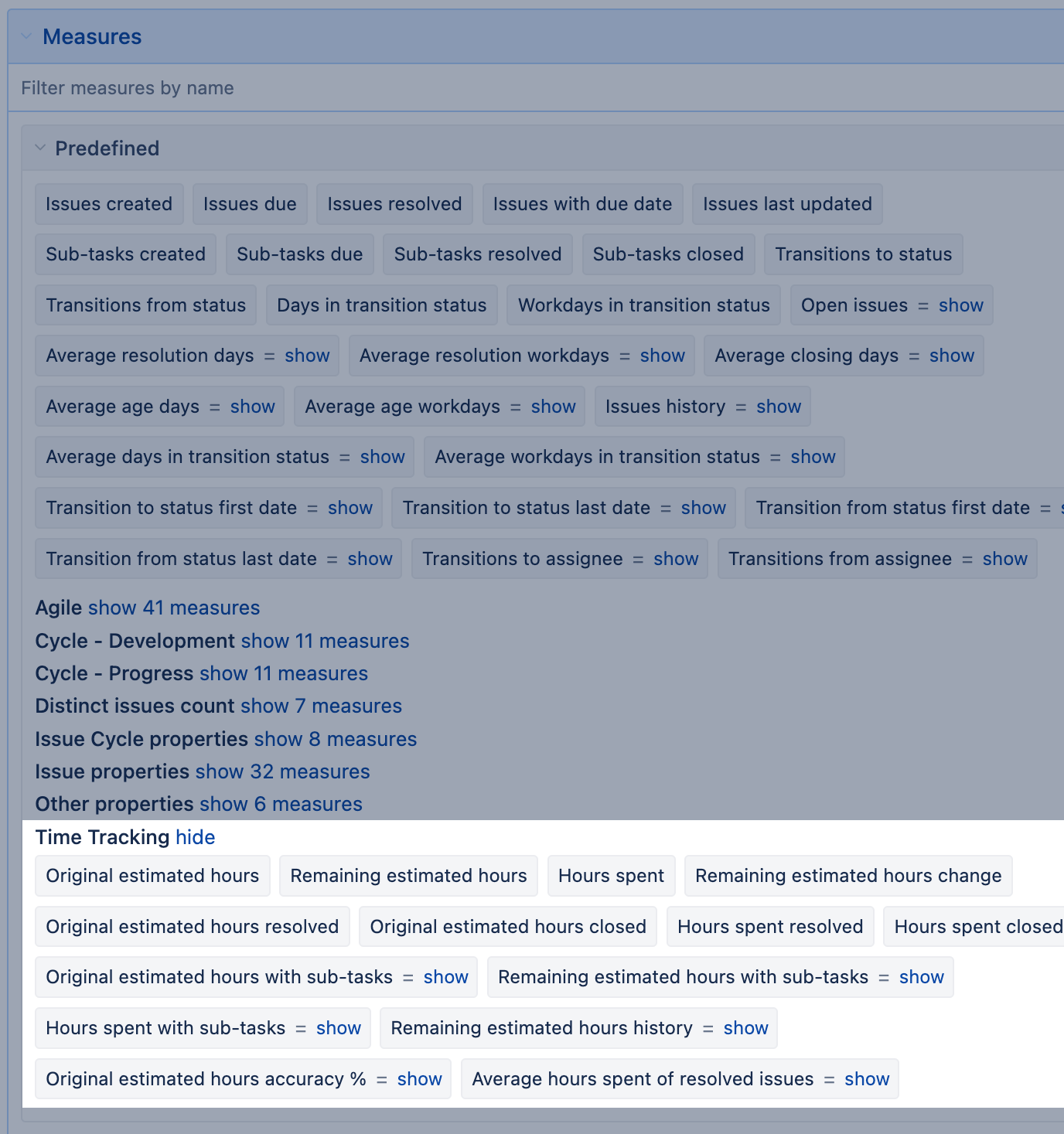 Time tracking measures
