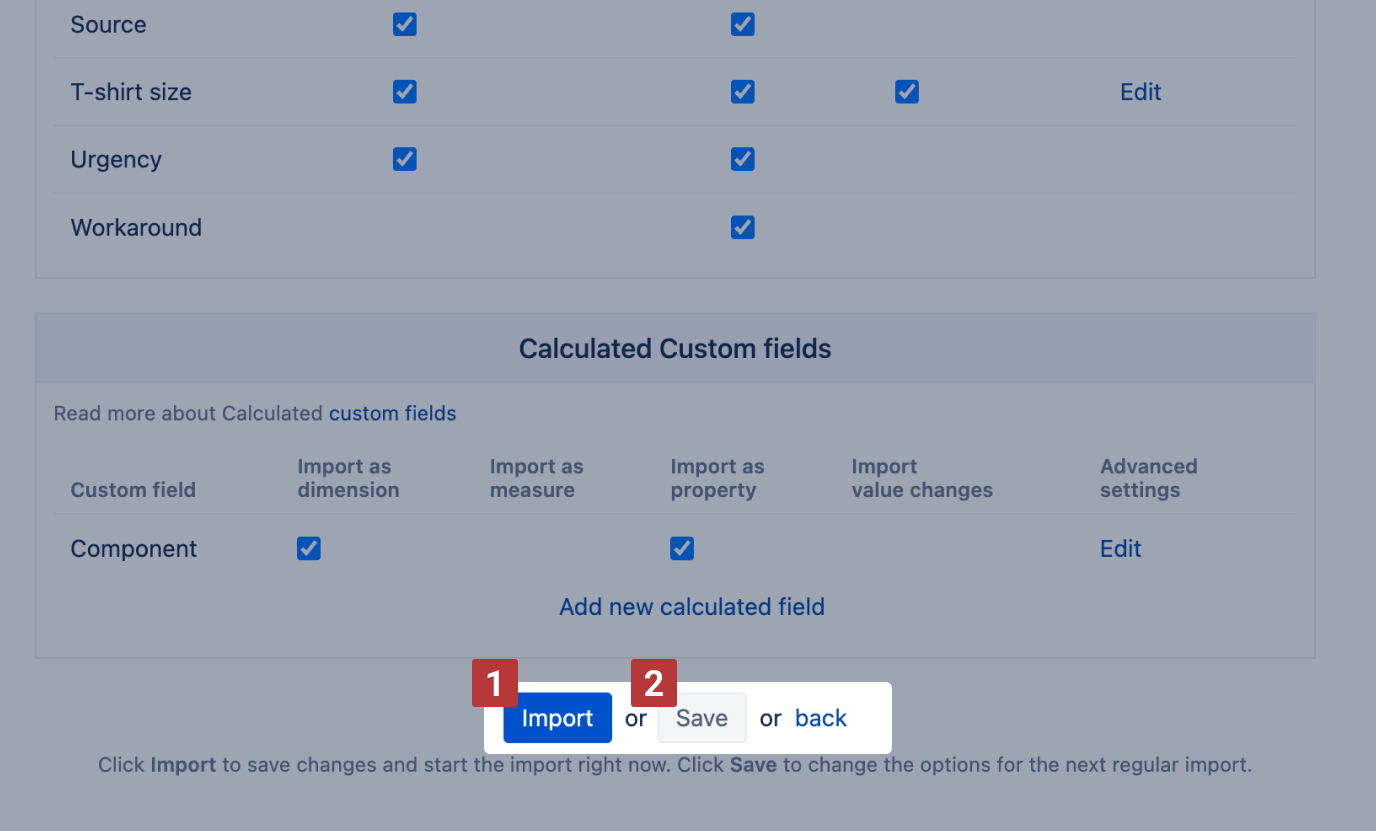 Custom field import options