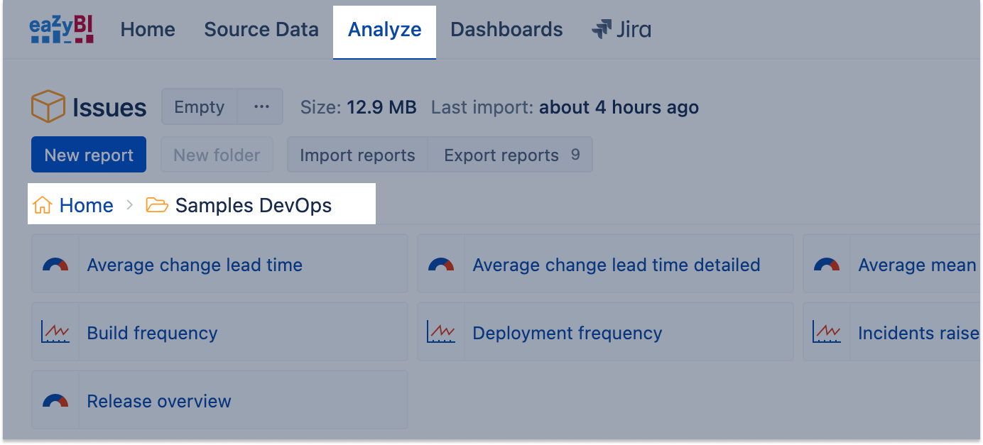 Samples DevOps reports and dashboard